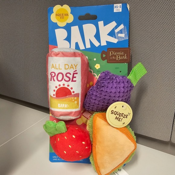 Bark | Dog | New Bark Picnic In The Bark Dog Toy Set Plush Squeaky Rose ...
